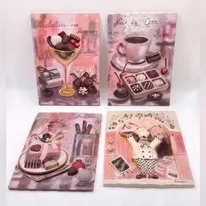 Riggsbee | Accents | 4 French Chocolate Themed Resin Wall Hangings ...